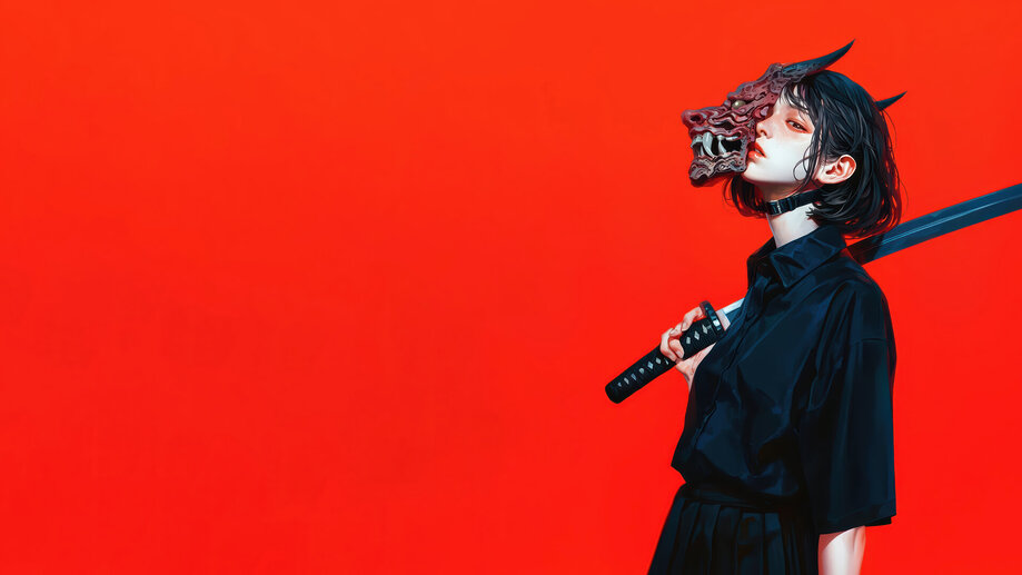 Anime, Girl, Oni, Mask, 4K, 8K, #1315l Wallpaper 4K PC
