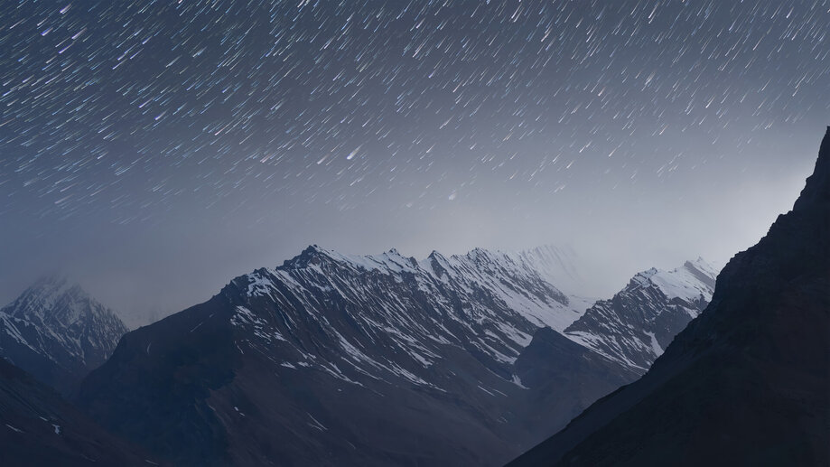 Mountain, Night, Stars, 4K, #1855l Wallpaper 4K PC